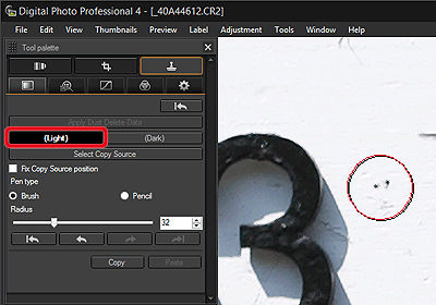How to erase dust spots in an image with Digital Photo Professional Ver ...