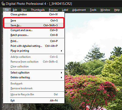Saving images that were edited with Digital Photo Professional Ver. 4.0 ...