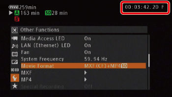 Setting the camcorder to record continuously in MP4 format (MP4 Backup ...
