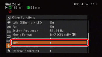 Setting the camcorder to record continuously in MP4 format (MP4 Backup ...