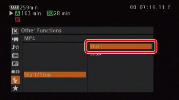 Setting the camcorder to record continuously in MP4 format (MP4 Backup ...
