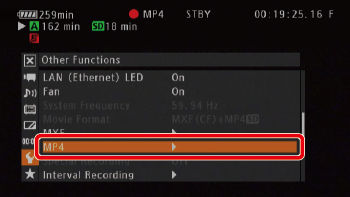 Setting the camcorder to record continuously in MP4 format (MP4 Backup ...