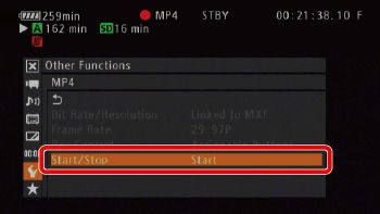 Setting the camcorder to record continuously in MP4 format (MP4 Backup ...