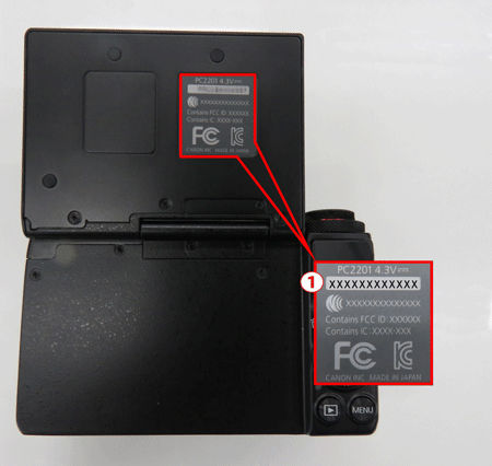 Where is the product’s serial number located? (PowerShot G7 X)