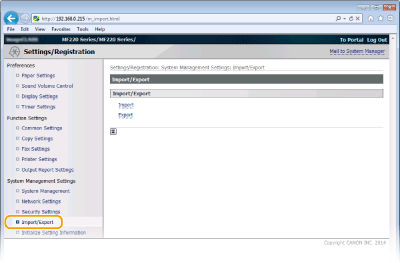 Importing and exporting the address book - MF229dw