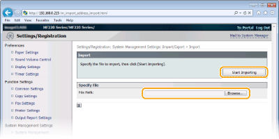 Importing and exporting the address book - MF229dw
