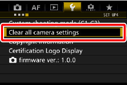 Revert the camera to default settings - EOS 7D Mark II
