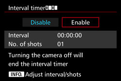 Set up interval timer to take multiple shots of the same scene over ...