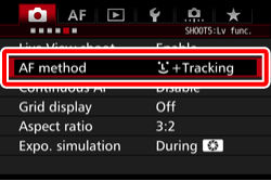 Choose a focus mode to use during Live View shooting - EOS 7D Mark II