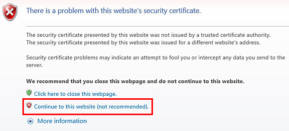 A security alert is displayed when accessing the Printer Information ...