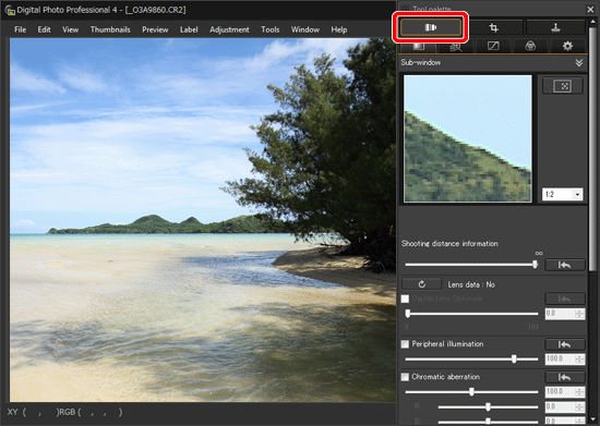 Using the Digital Lens Optimizer in Digital Photo Professional Ver.4.x