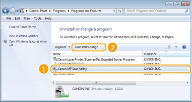 Uninstalling the Software - imageCLASS MF620 series and MF720 series