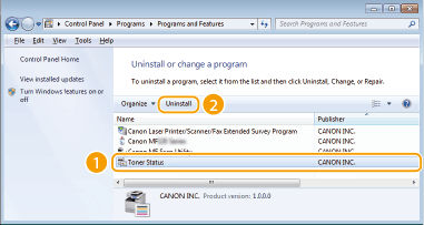 Uninstalling the Software - imageCLASS MF620 series and MF720 series