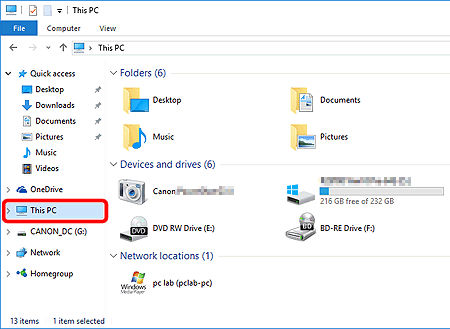 Saving Images to a Computer using Windows (Windows 10) PowerShot Cameras