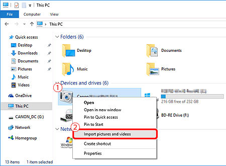 Saving Images to a Computer using Windows (Windows 10) PowerShot Cameras