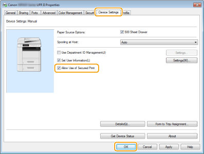 Printing a Document Secured by a PIN (Secure Print) (MF410 Series/D1500 ...