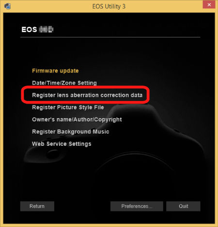 Registering Lens Aberration Correction Data for the Lens Using EOS ...