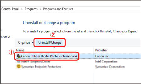 Uninstalling (Deleting) and Reinstalling Digital Photo Professional Ver.4.x (Windows 10)
