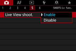 Changing the Default Settings for Live View Shooting (Still Photos and ...