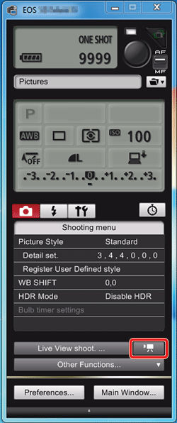 Using the Remote Live View Function in EOS Utility Ver.3.x to Shoot Still Photos and Movies ...