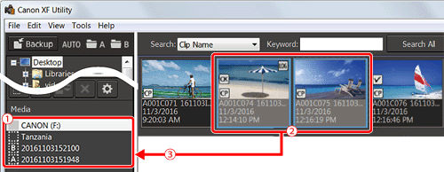 Importing Clips into the Computer with Canon XF Utility (XC15)
