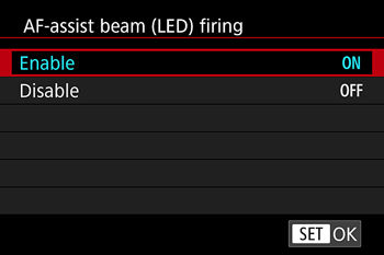 Turning Off the Red Lamp (AF Assist Beam) When Shooting in Dimly Lit ...