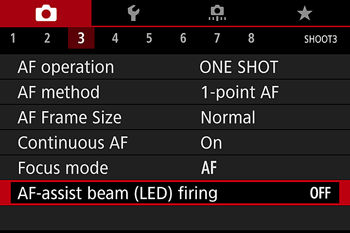 Turning Off the Red Lamp (AF Assist Beam) When Shooting in Dimly Lit ...