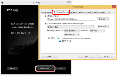 Downloading still images and movies to a computer using EOS Utility Ver.3.x