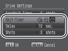 Setting the Self Timer, Custom Timer, and Face Self-Timer for the PowerShot G Series