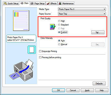 Change the Print Quality Settings (Windows) iP4700 / iP4820 / iX6520