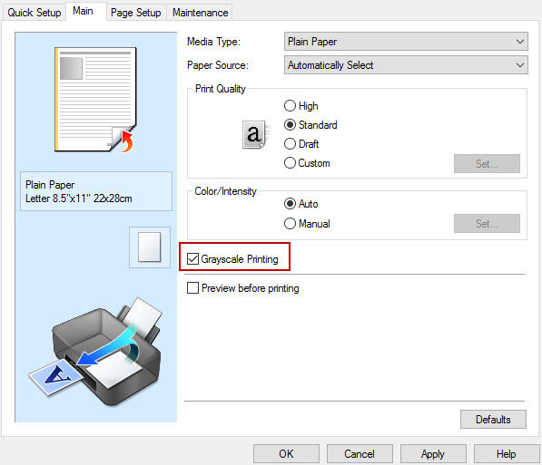 How to Print Using Only the Black Ink for Windows