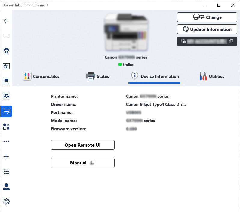 Launch the Remote UI from Canon PRINT (Windows / macOS) - GX4020