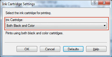 Checking / changing Ink Cartridge Setting to Color Only in Windows