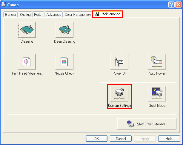 Set Ink Drying Wait Time (Windows) back to standard setting