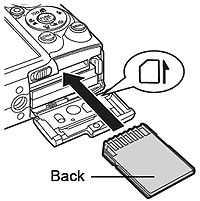 Procedure for inserting the memory card for PowerShot SD550 and SD900.