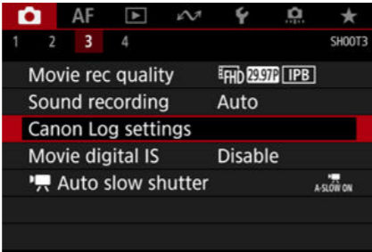 Canon Log settings on the EOS-1D X Mark III.