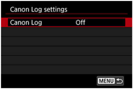 Canon Log settings on the EOS-1D X Mark III.