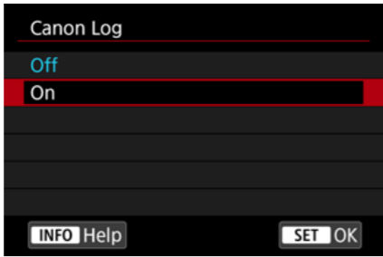 Canon Log settings on the EOS-1D X Mark III.
