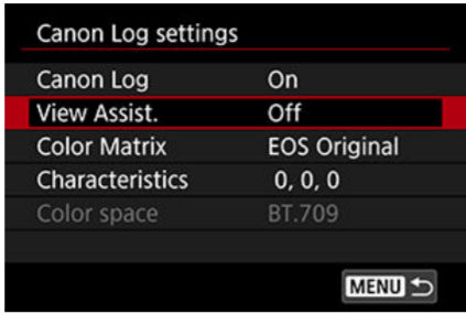 Canon Log settings on the EOS-1D X Mark III.