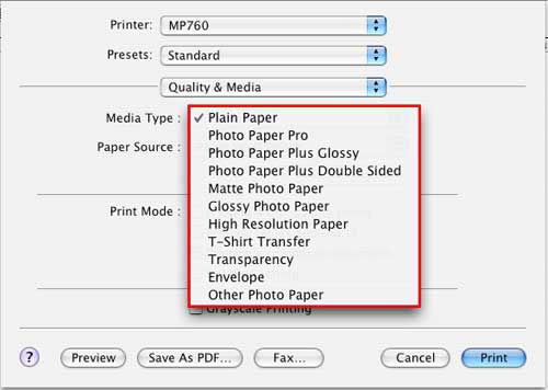 Change the Paper Source in Mac OS X