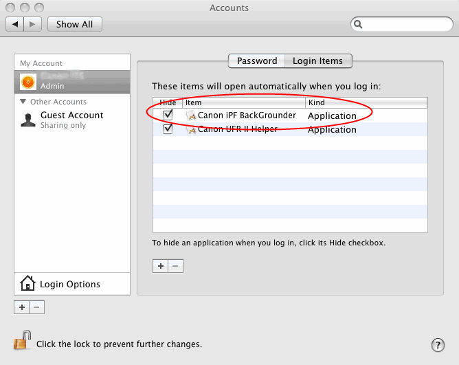 Disable "iPF Backgrounder".