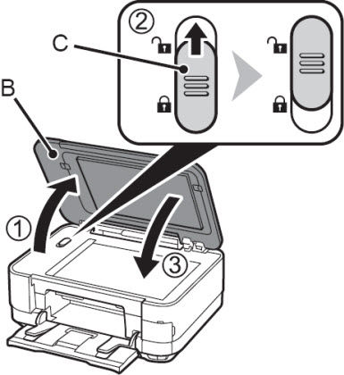 Unlock the scanner lock switch (MG8120 / MG8120B)