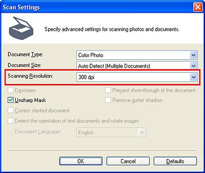 Adjusting Output (Scan) Resolution (Windows) - MX850