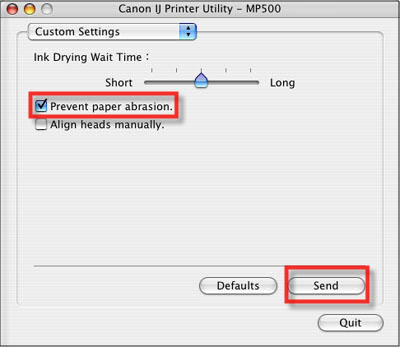 Set Prevent Paper Abrasion (Mac OS X) MP280 / MP495 / MP499