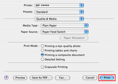 Change the paper feed method (Mac OS X) MP610