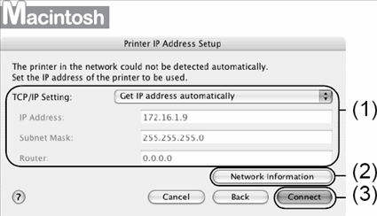 Specify an IP address to detect the target printer.