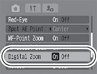 Procedure for setting Digital Zoom PowerShot A610 and A620 and A700