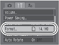 Procedure for formatting the SD card PowerShot A610 and A620