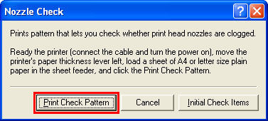 Performing the Nozzle Check Pattern - iP2700 / iP2702 (Windows or Stand ...