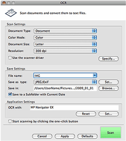 Scan using MP Navigator EX - MX330 (Mac OSX)